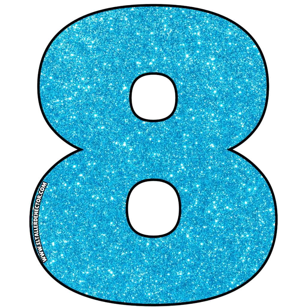 Numero 8 de Glitter Turquesa - El Taller de Hector