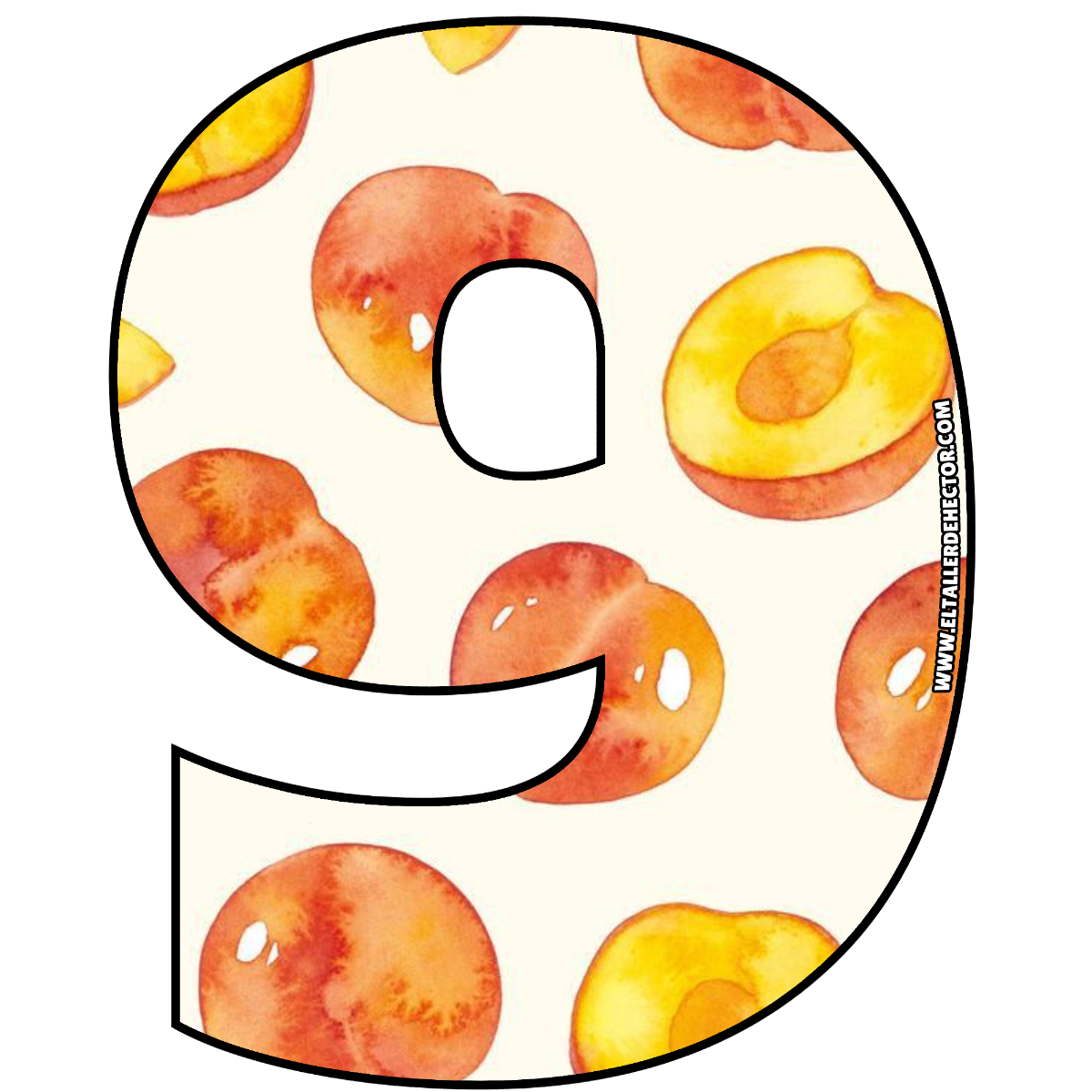 Numero 9 de Frutas Durazno Peach - El Taller de Hector