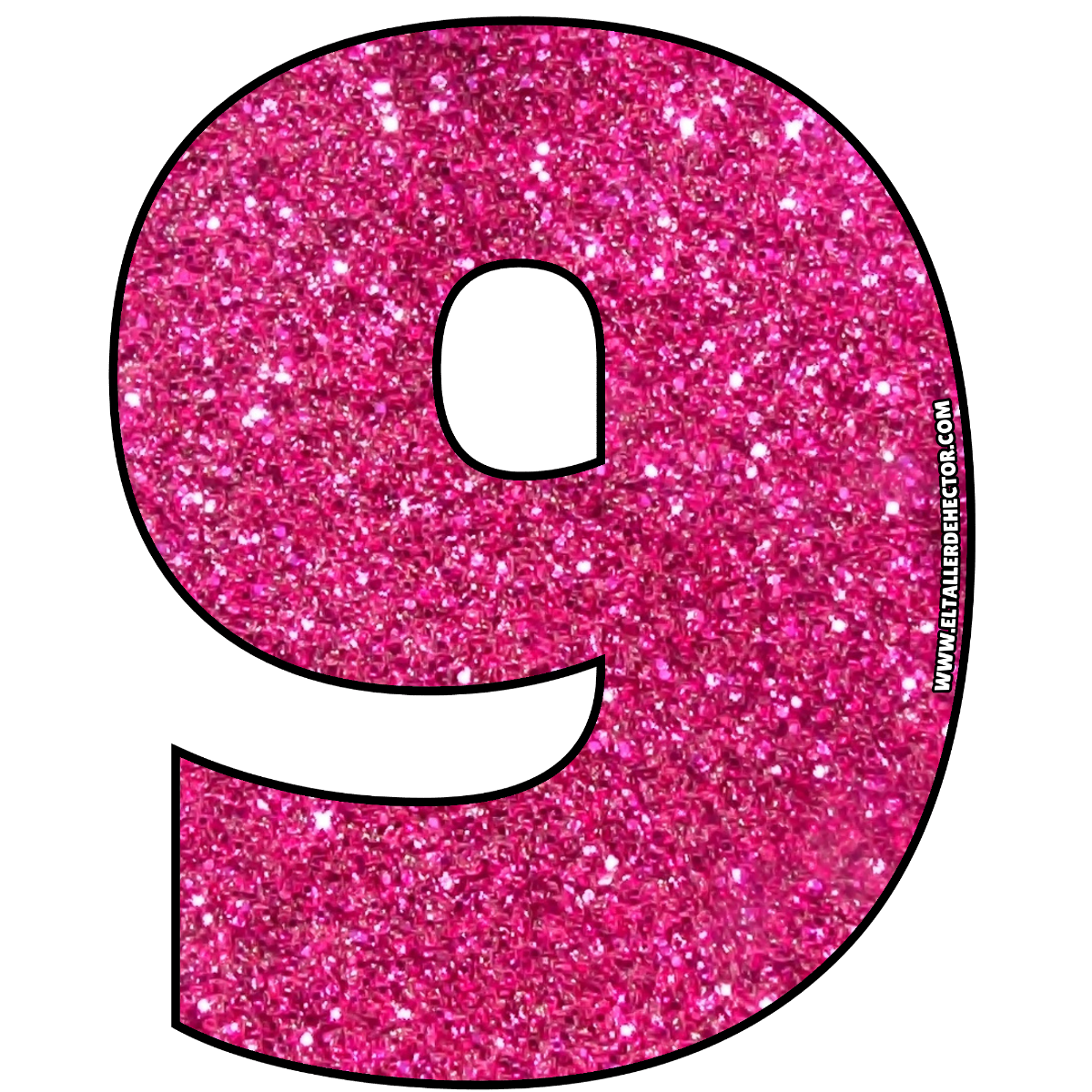 Numero 9 de Glitter Fucsia - El Taller de Hector