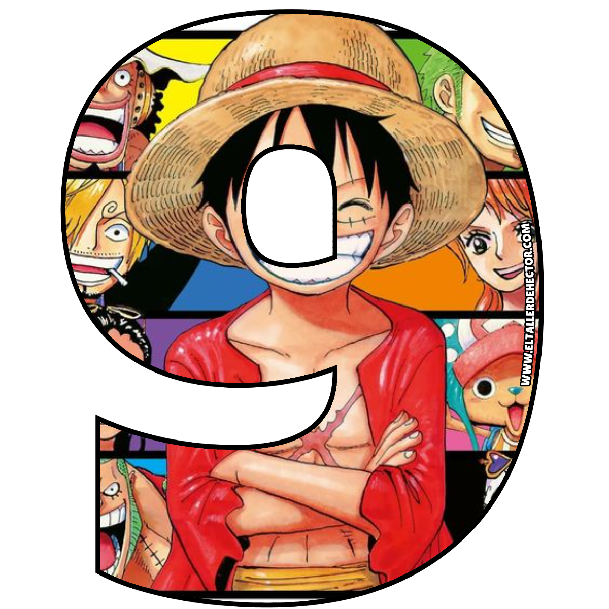 Numero 9 de One Piece Luffy - El Taller de Hector