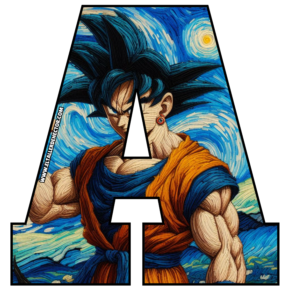 Letra A de Dragon Ball Goku Van Gogh - El Taller de Hector