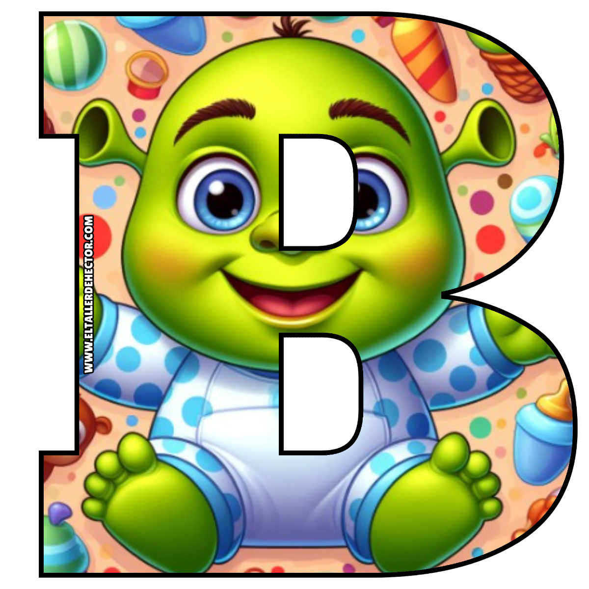 Letra B de Baby Shrek - El Taller de Hector