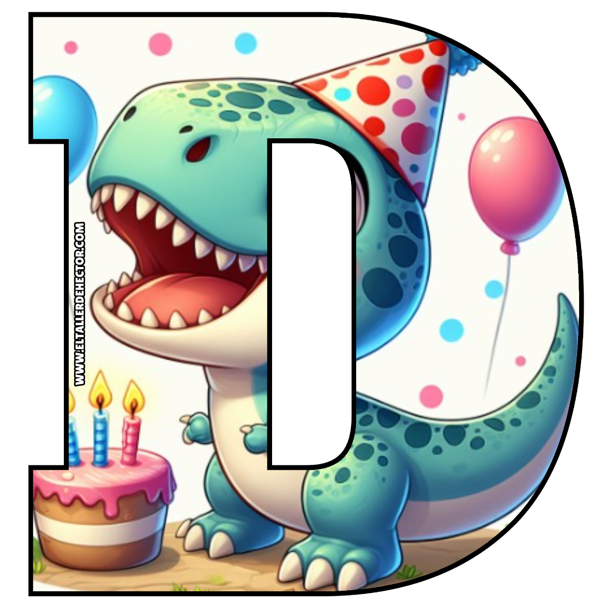 Letra D de Dinosaurio Fiesta - El Taller de Hector