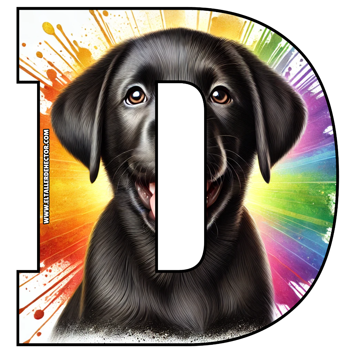 Letra D de Perro Labrador Negro - El Taller de Hector