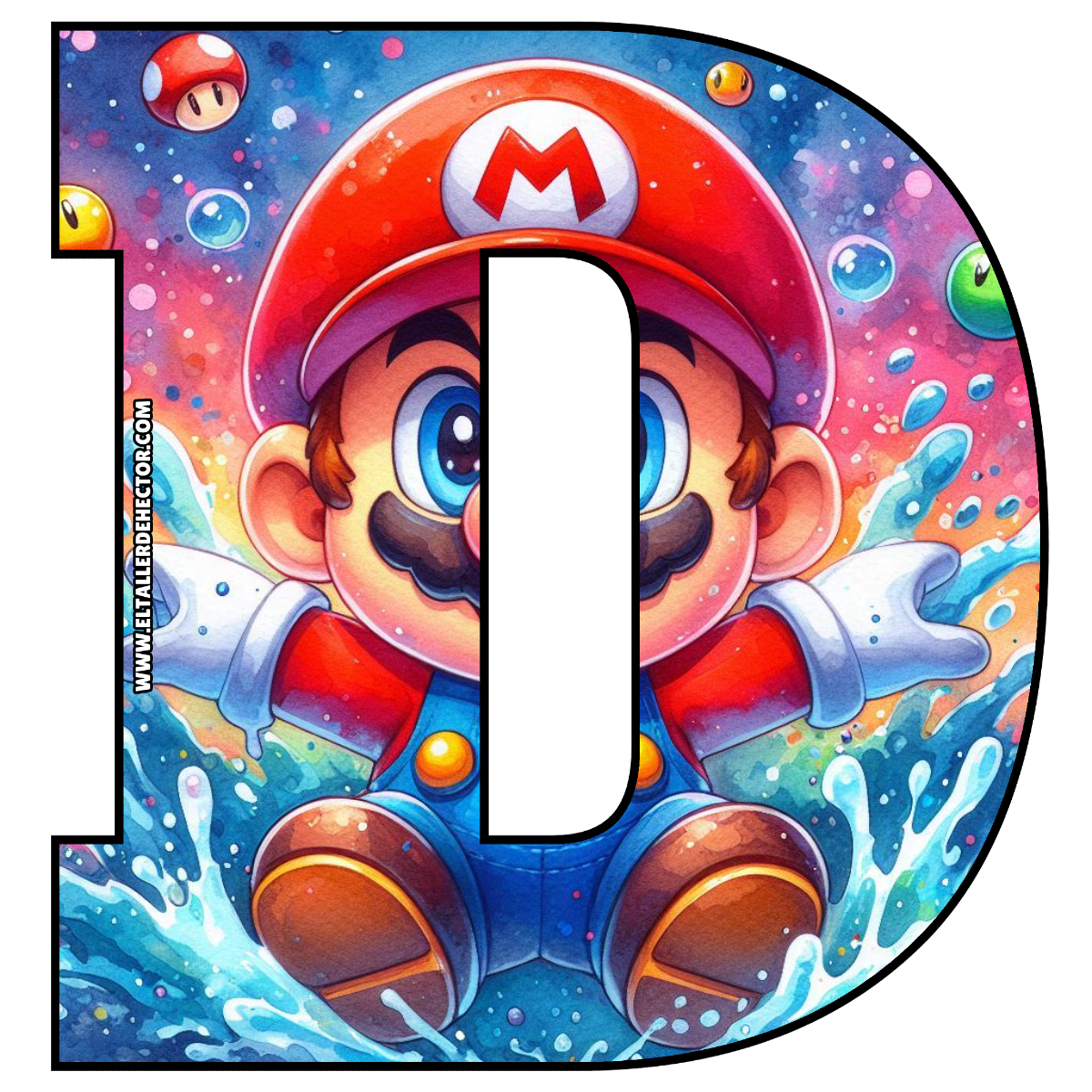 Letra D de Super Mario Bross - El Taller de Hector