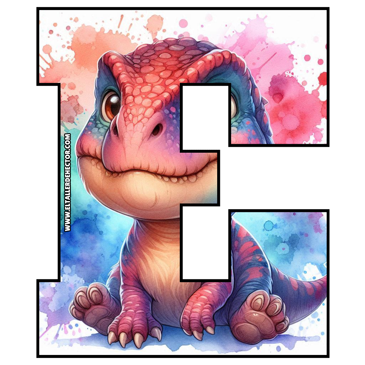 Letra E de Dinosaurio T Rex - El Taller de Hector