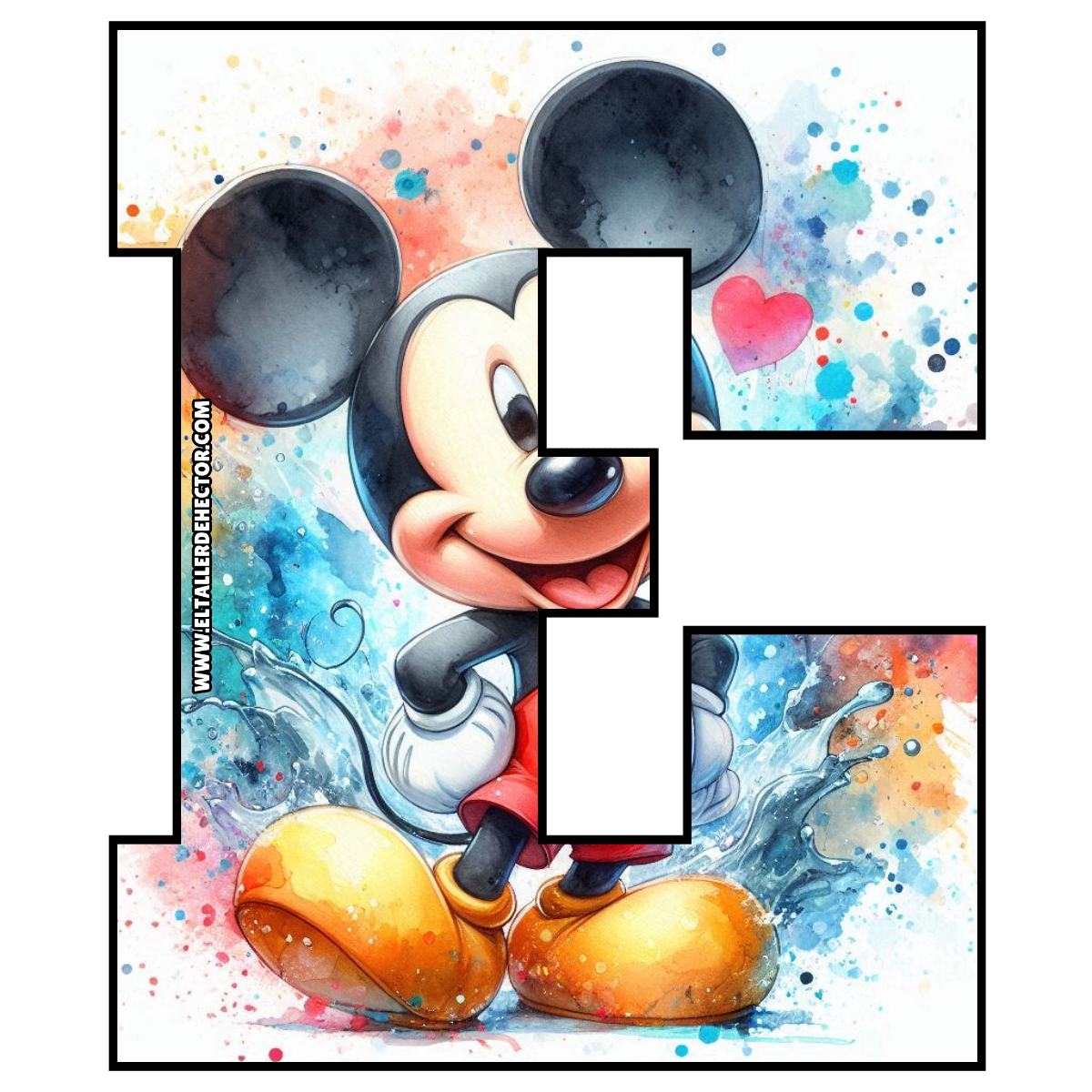 Letra E de Mickey Mouse - El Taller de Hector
