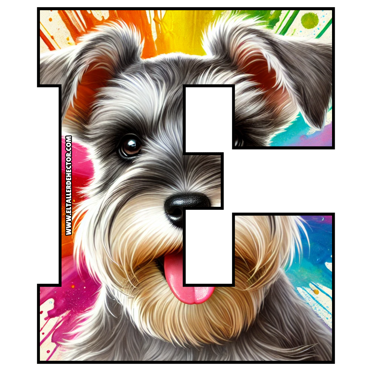 Letra E de Perro Schnauzer puppy - El Taller de Hector