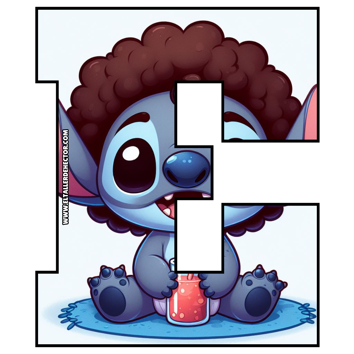 Letra E de Stitch Afro - El Taller de Hector