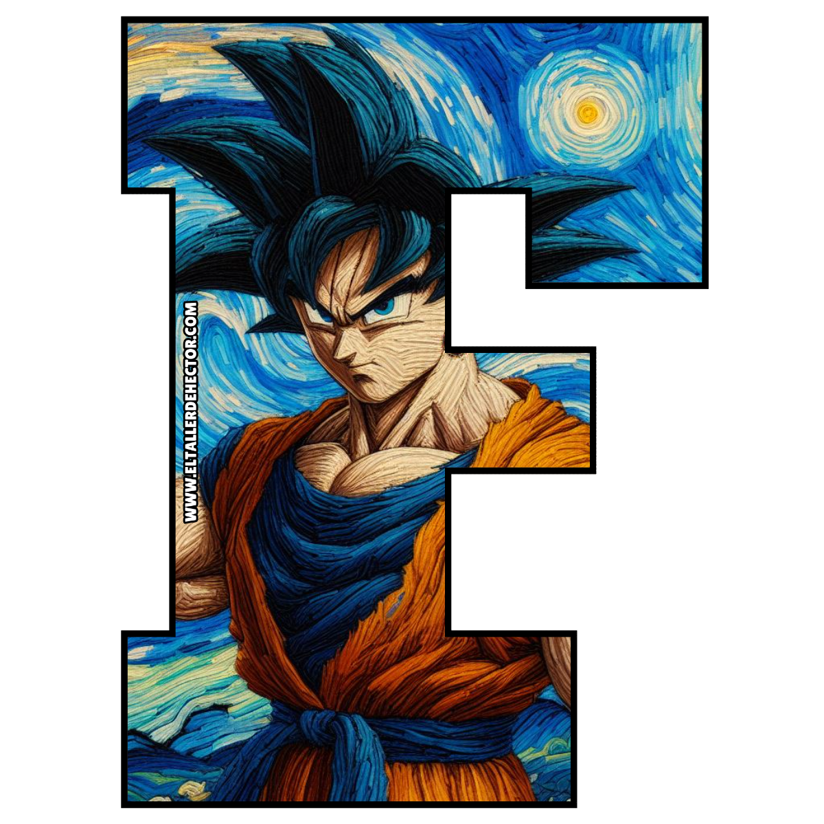 Letra F de Dragon Ball Goku Van Gogh - El Taller de Hector
