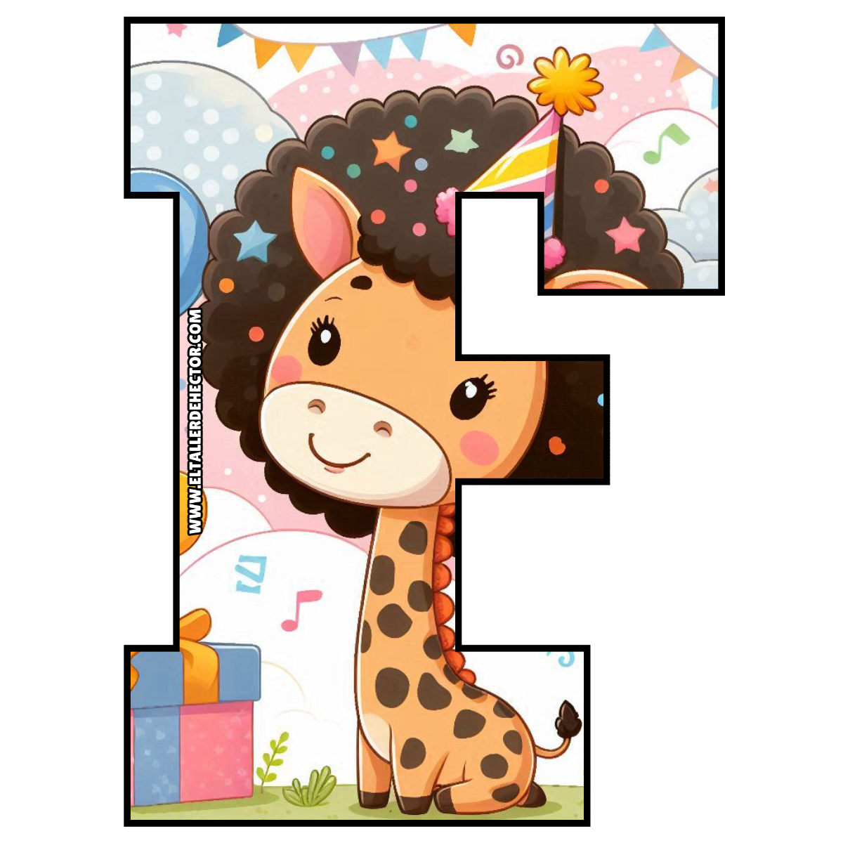 Letra F de Jirafa Afro - El Taller de Hector