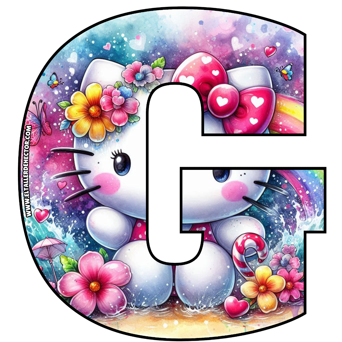 Letra G de Arco Iris Hello Kitty - El Taller de Hector