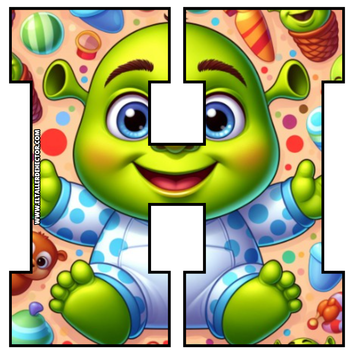 Letra H de Baby Shrek - El Taller de Hector
