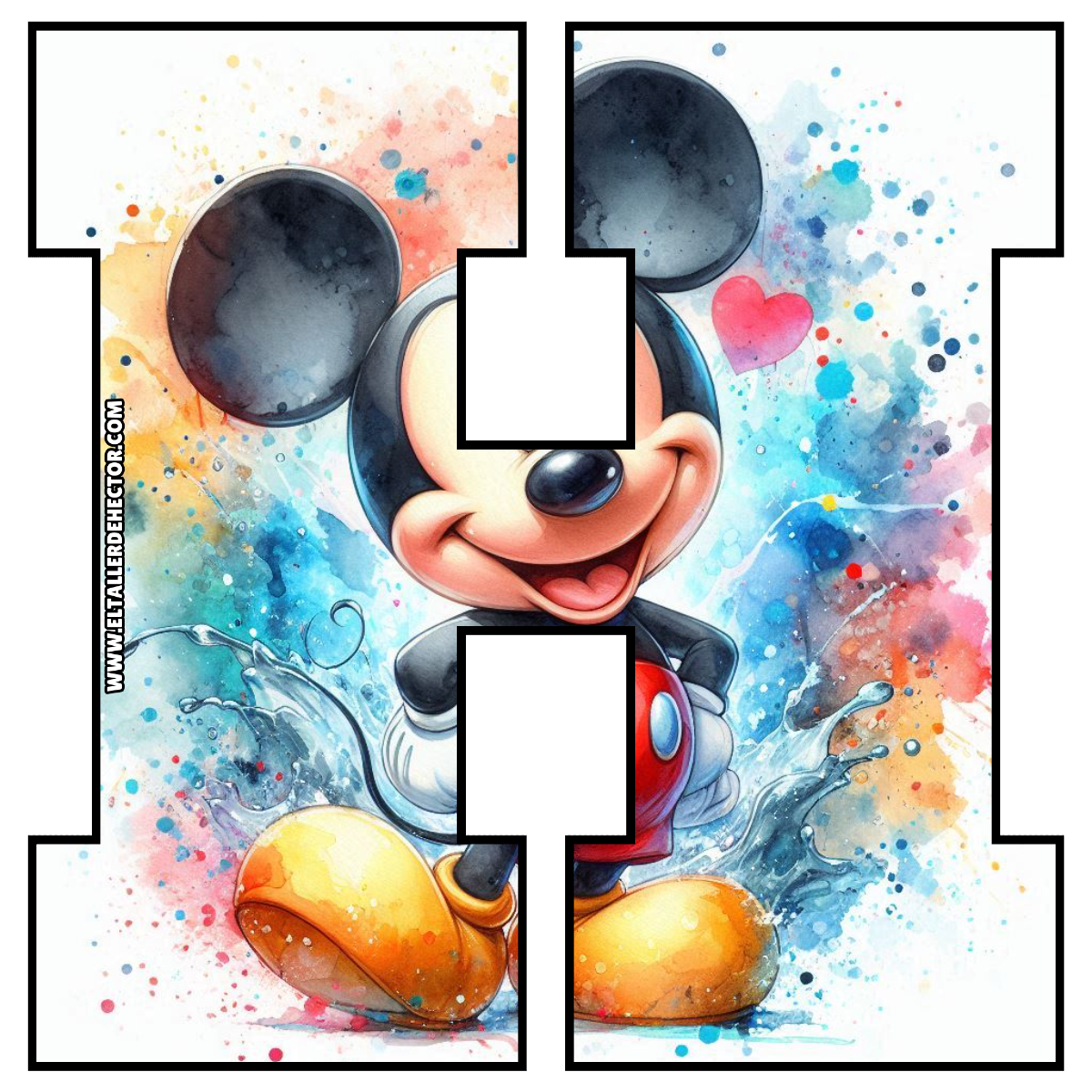 Letra H de Mickey Mouse - El Taller de Hector
