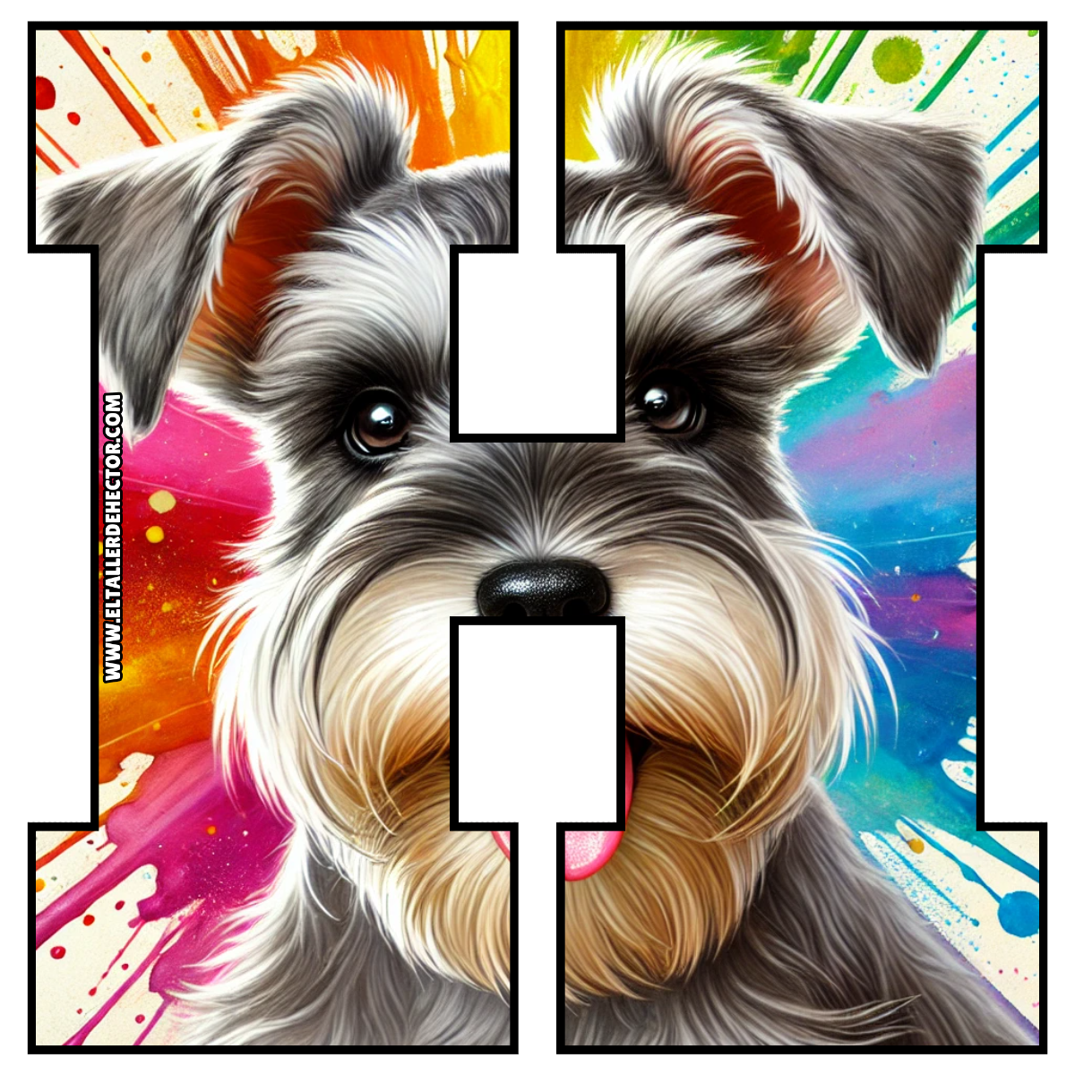 Letra H de Perro Schnauzer puppy - El Taller de Hector