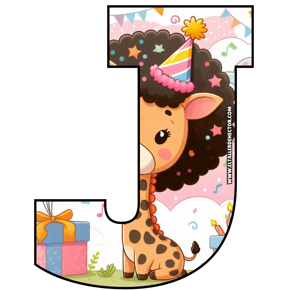 Letra J de Jirafa Afro - El Taller de Hector
