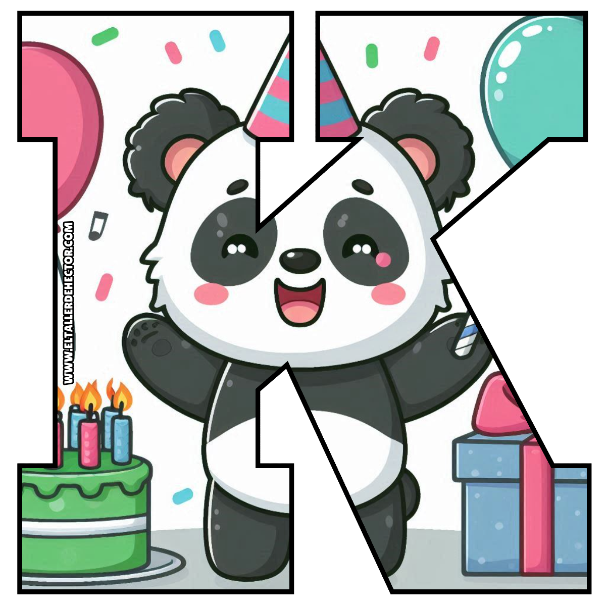 Letra K de Cumpleaños Oso Panda - El Taller de Hector