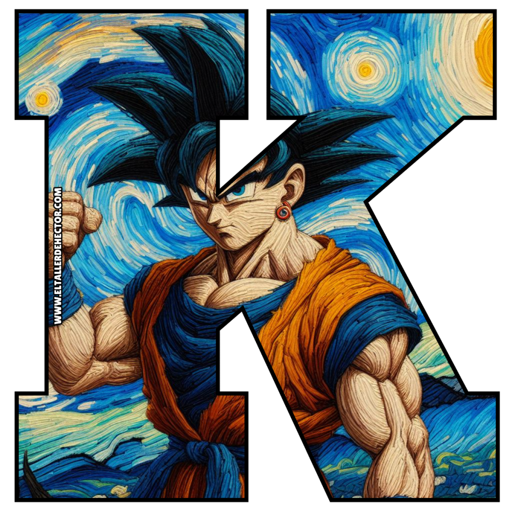 Letra K de Dragon Ball Goku Van Gogh - El Taller de Hector