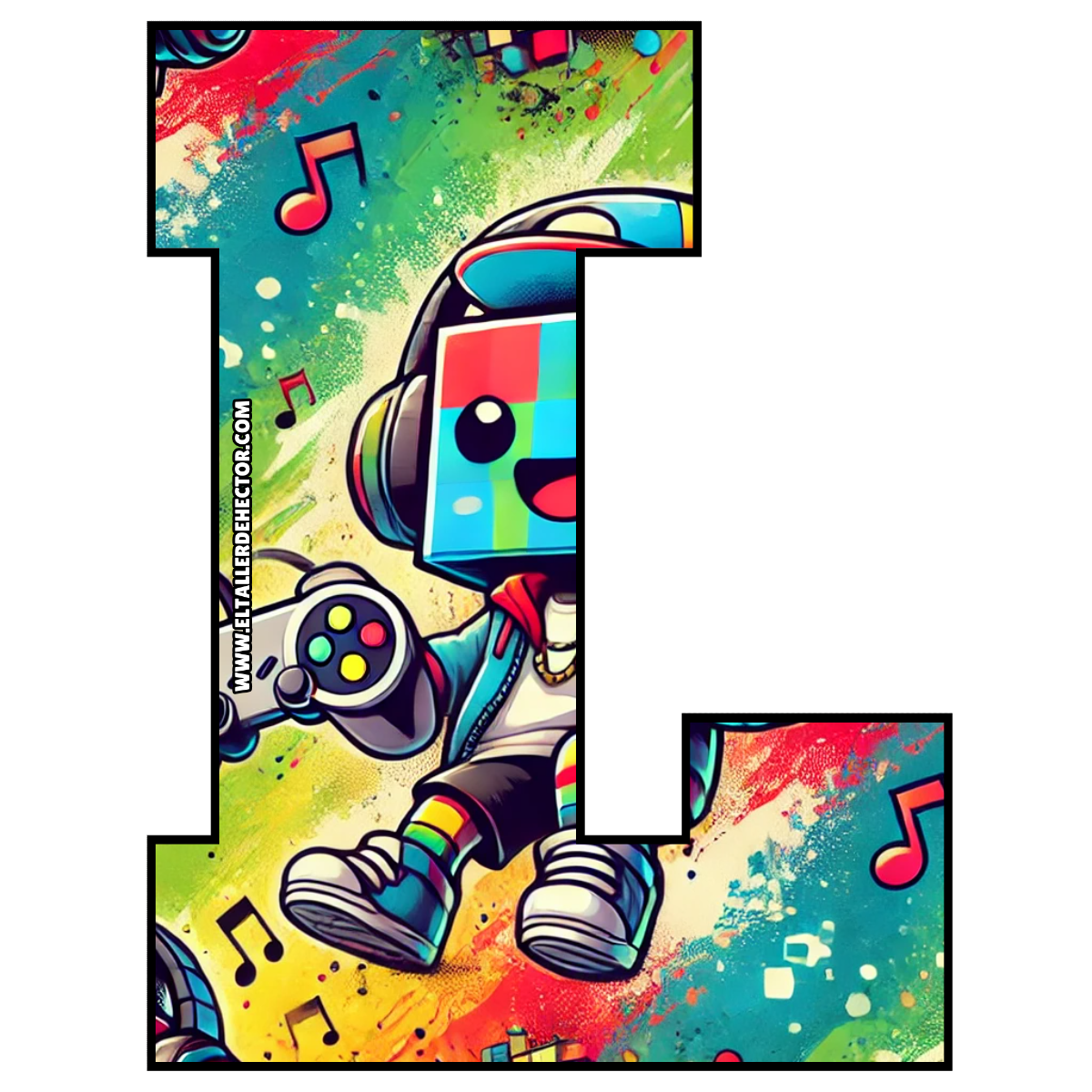 Letra L de Gamer Colorido Bloques - El Taller de Hector