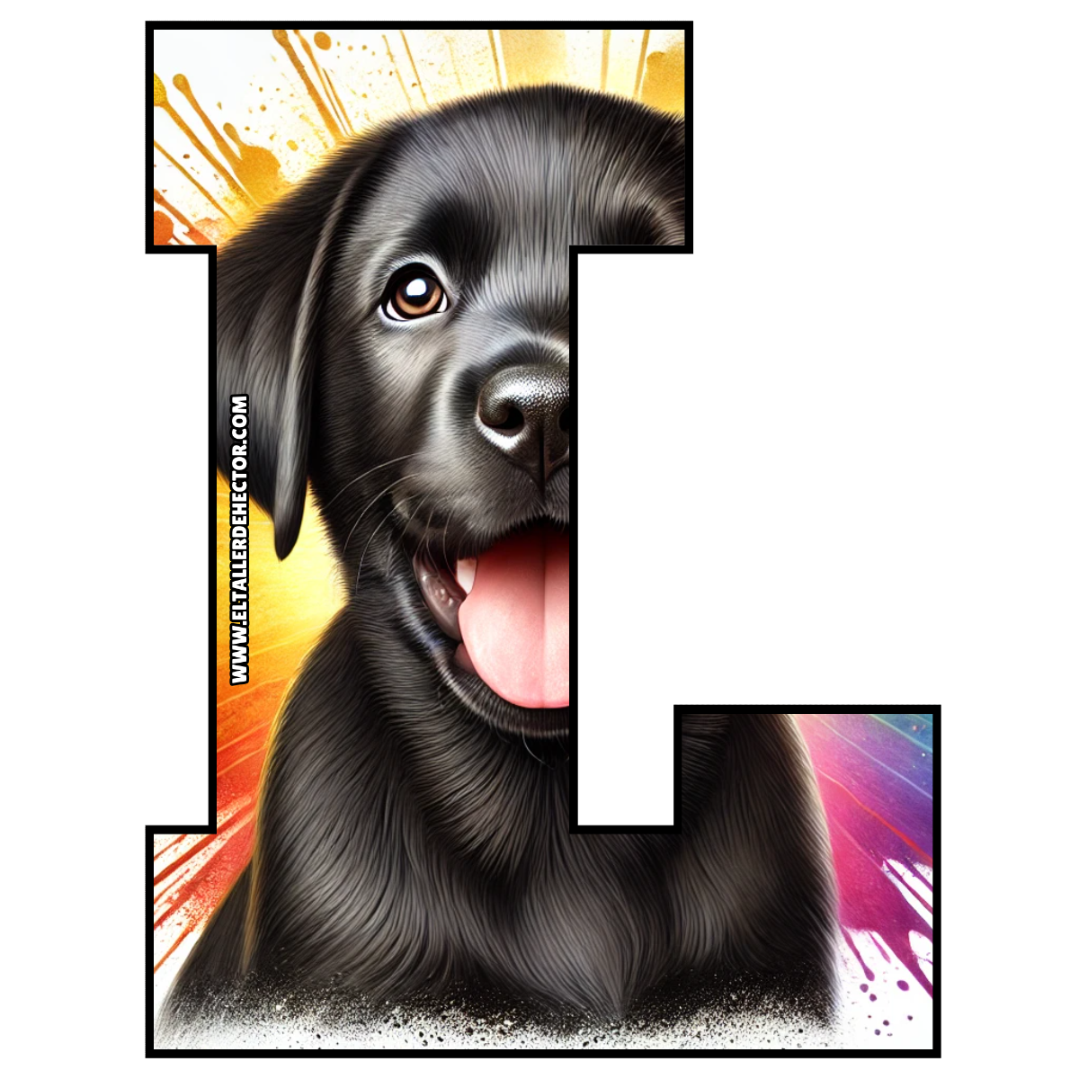Letra L de Perro Labrador Negro - El Taller de Hector