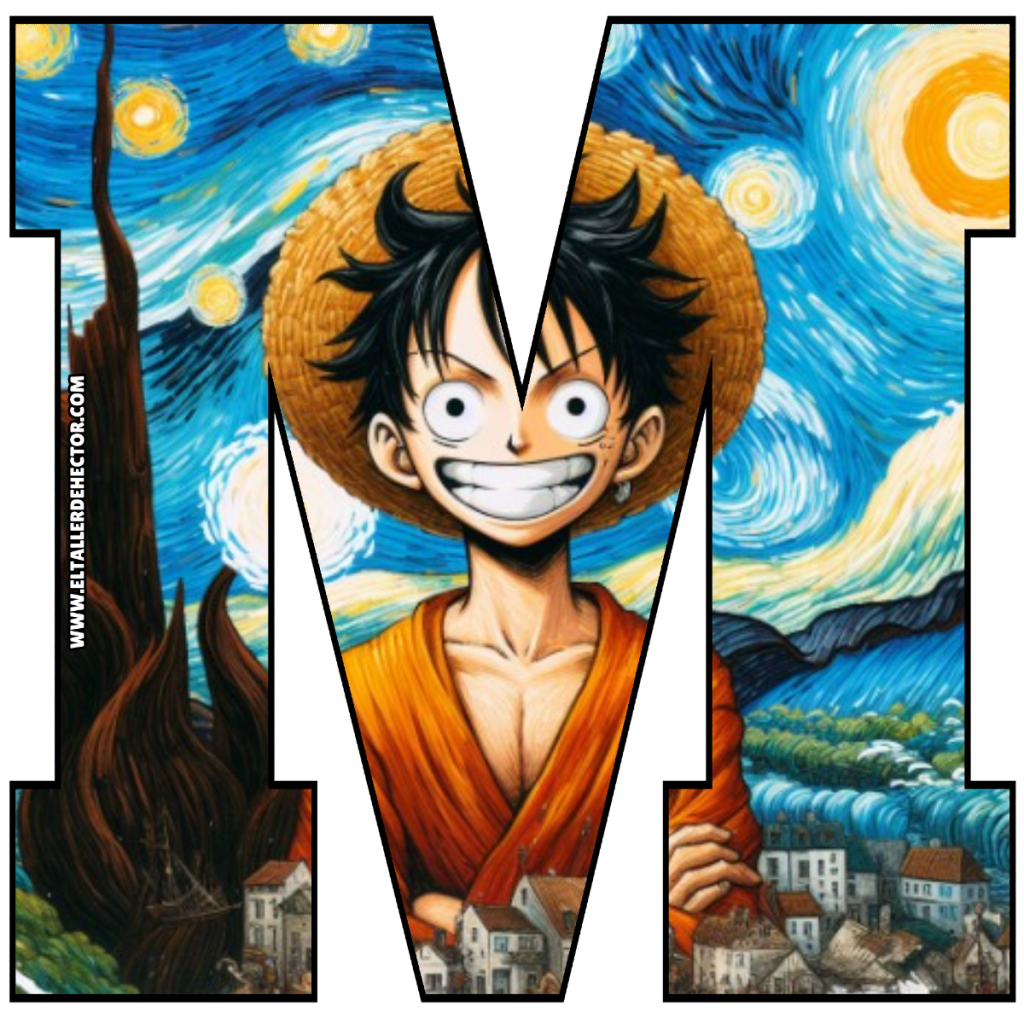 Letra M de One Piece Luffy Van Gogh - El Taller de Hector