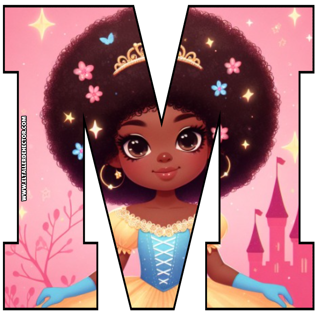 Letra M de Princesa Afro - El Taller de Hector