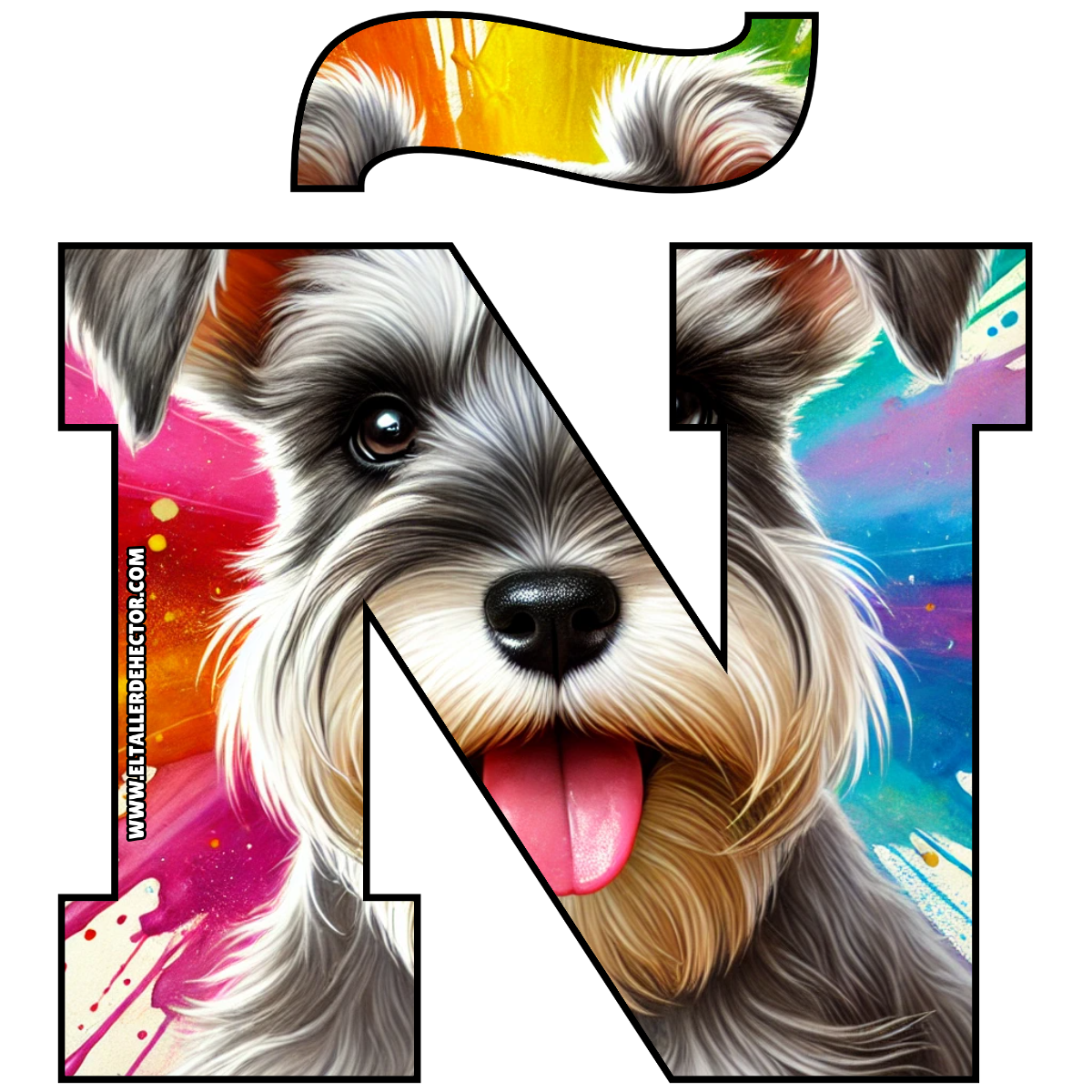 Letra Ñ de Perro Schnauzer puppy - El Taller de Hector