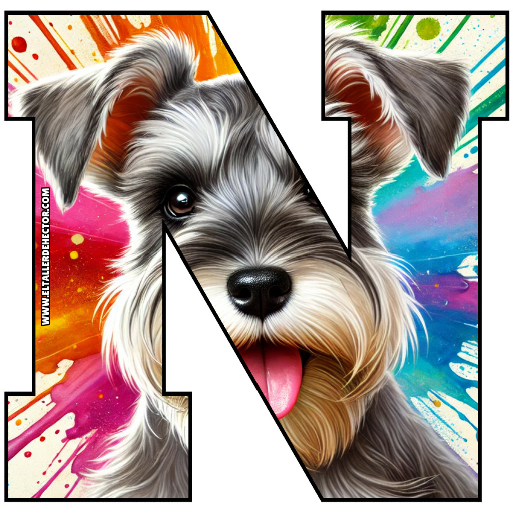 Letra N de Perro Schnauzer puppy - El Taller de Hector