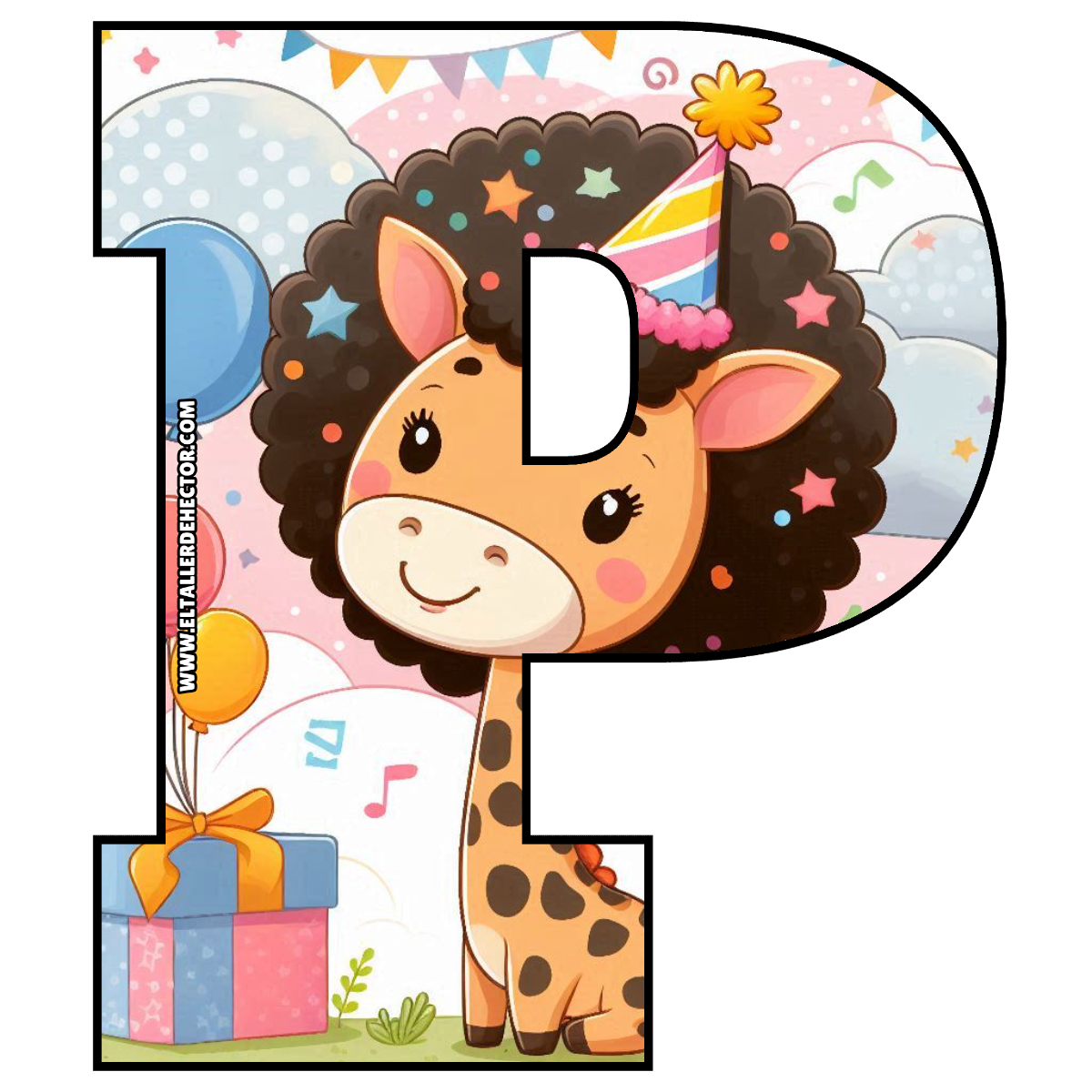 Letra P de Jirafa Afro - El Taller de Hector