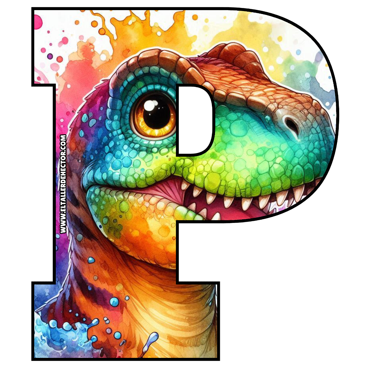 Letra P de T Rex Dinosaurio - El Taller de Hector