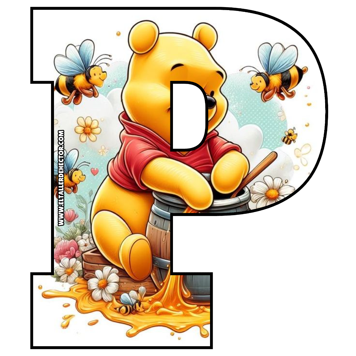 Letra P de Winnie The Pooh - El Taller de Hector