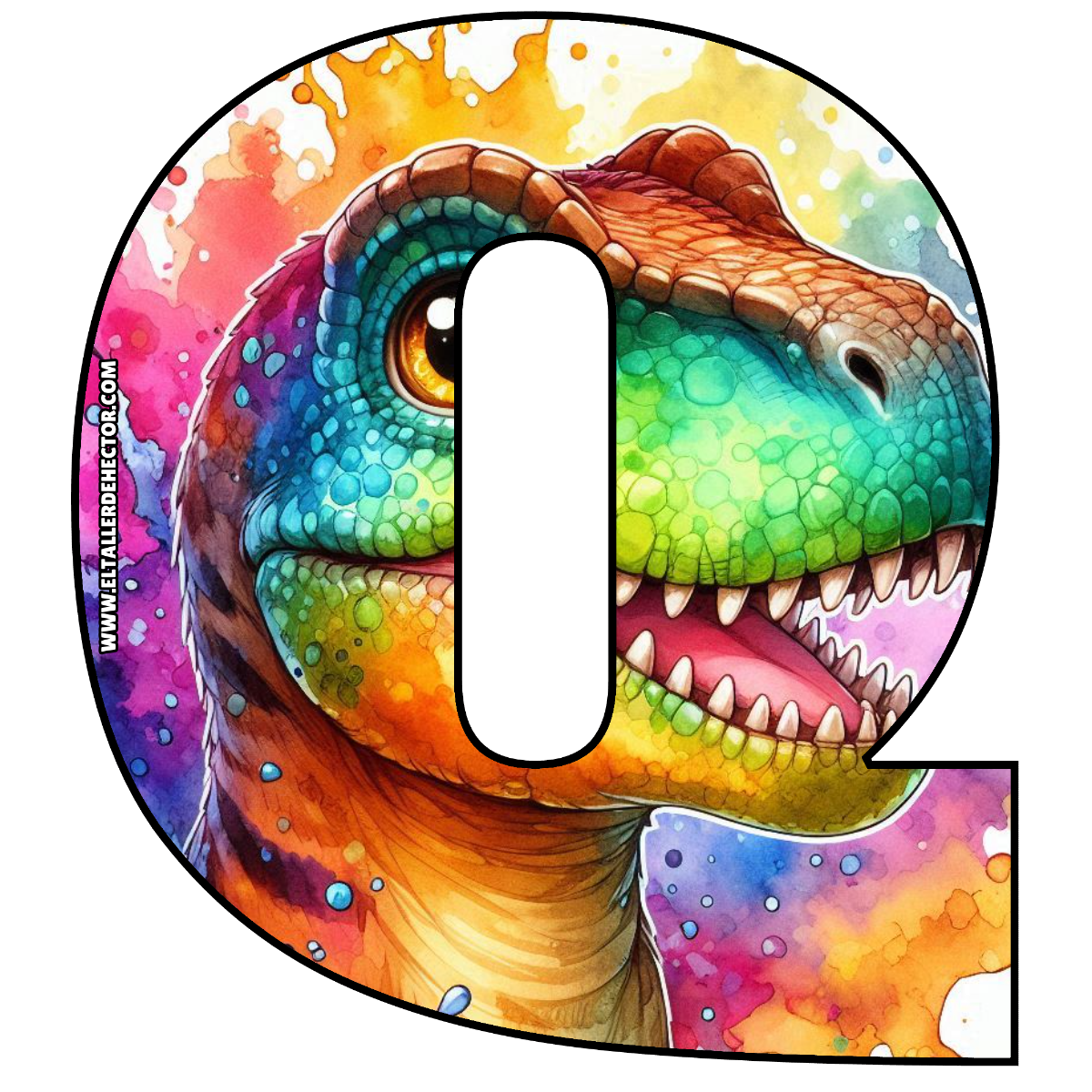 Letra Q de T Rex Dinosaurio - El Taller de Hector