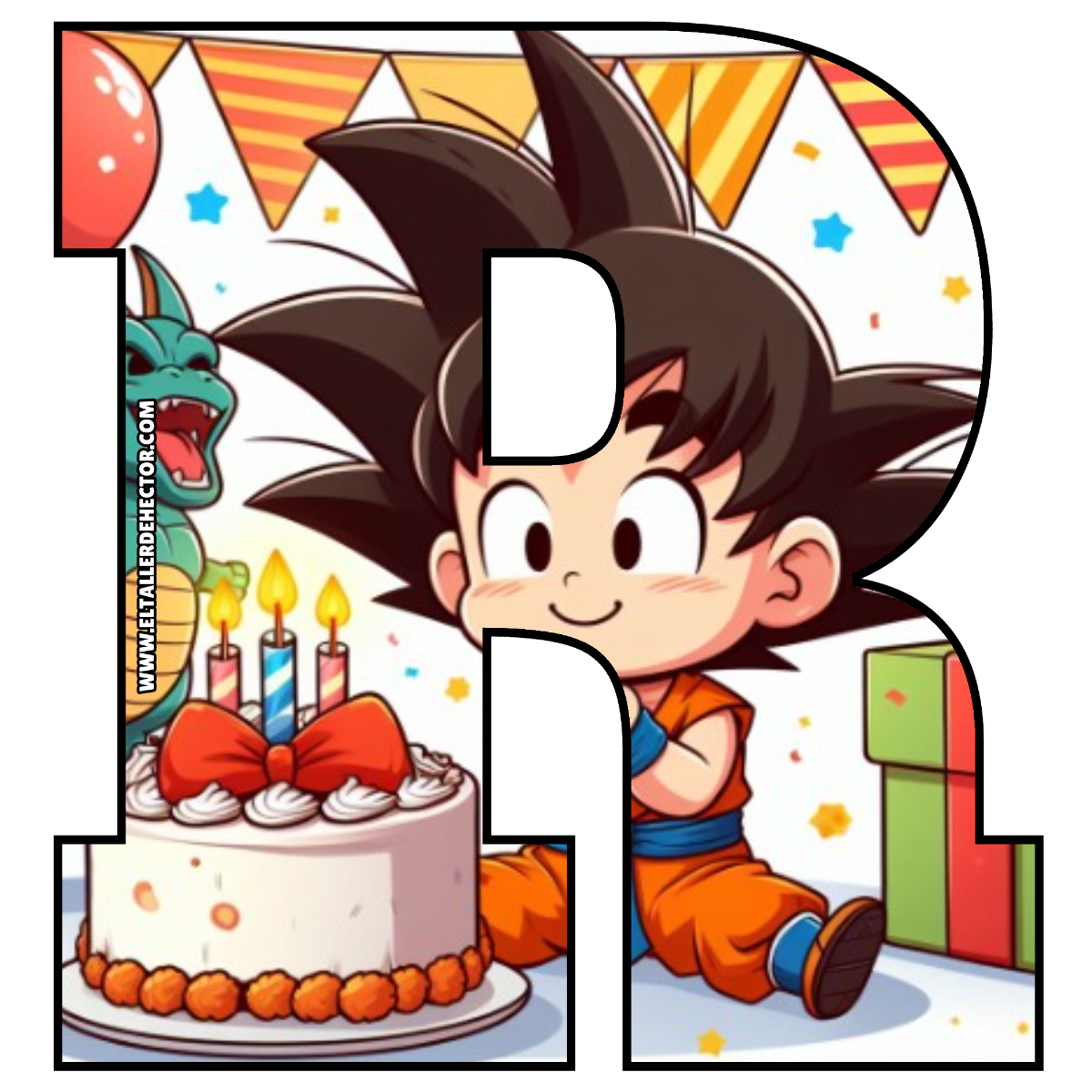 Letra R de Cumpleaños Goku - El Taller de Hector