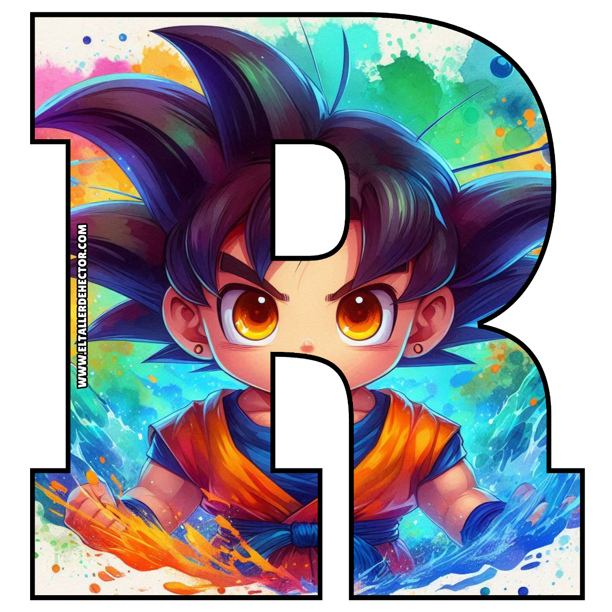 Letra R de Dragon Ball Goku - El Taller de Hector