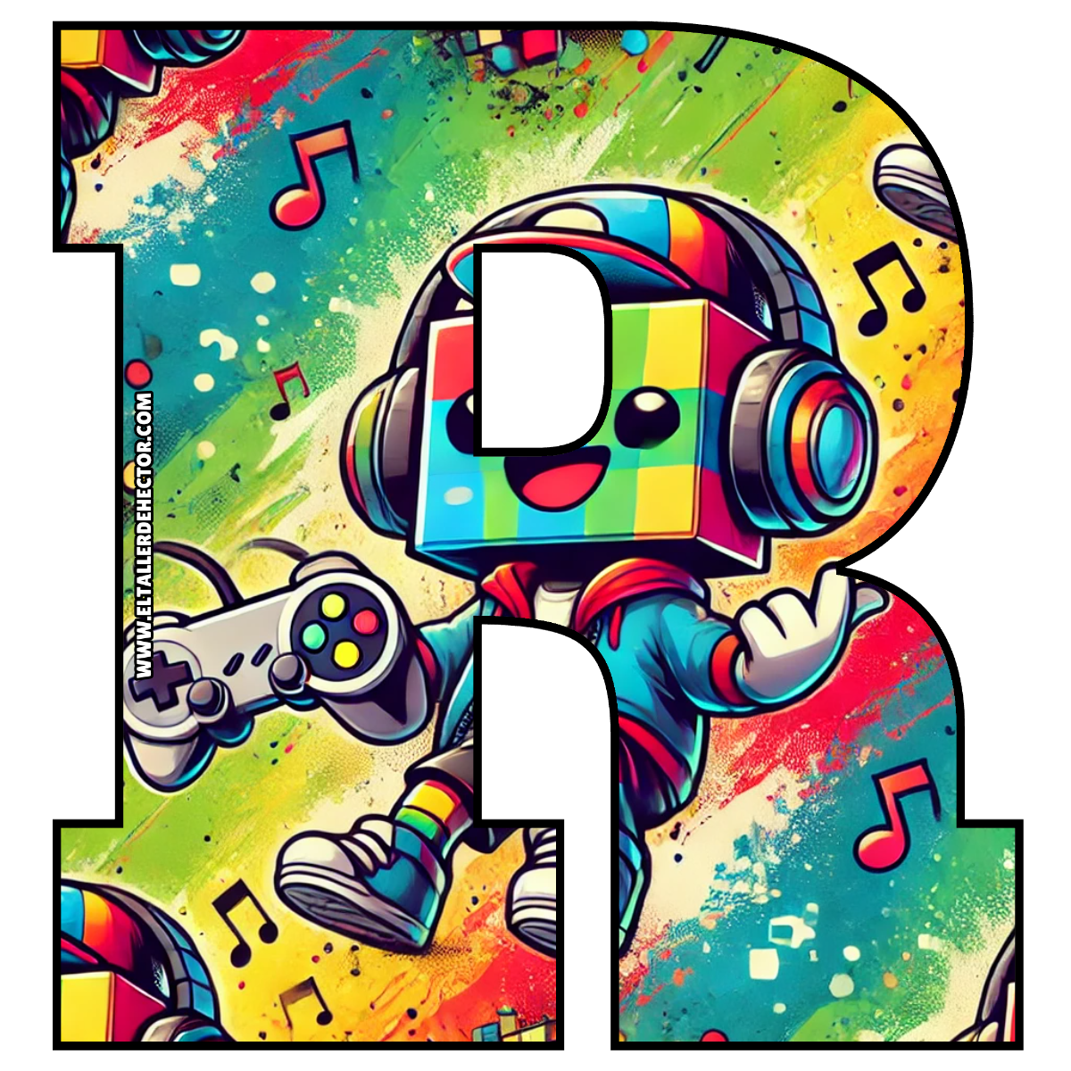 Letra R de Gamer Colorido Bloques - El Taller de Hector