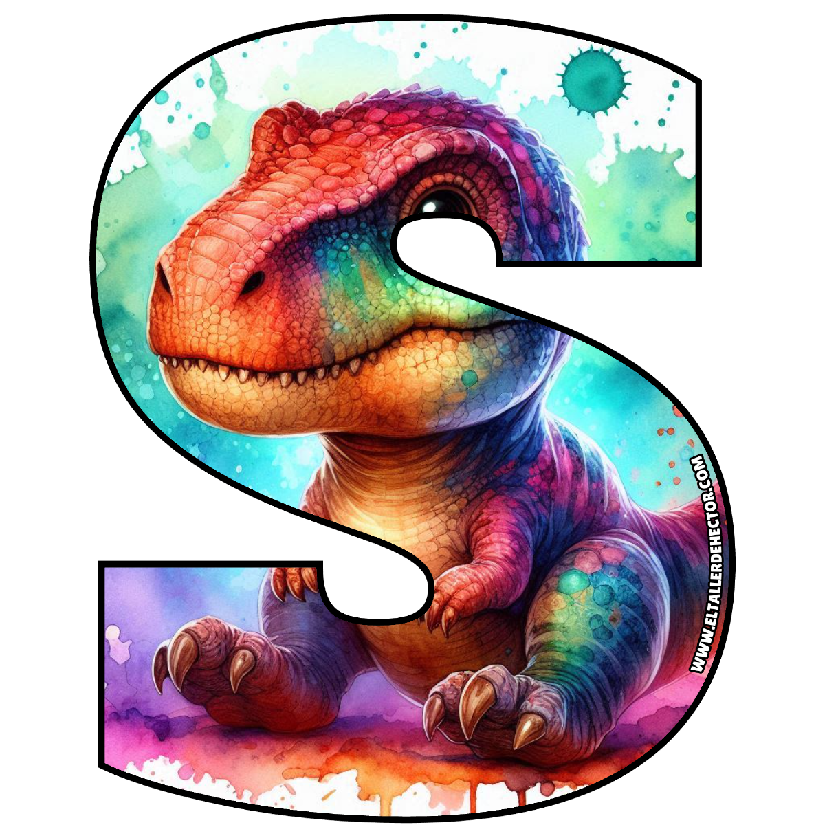 Letra S de T Rex Dinosaurio - El Taller de Hector