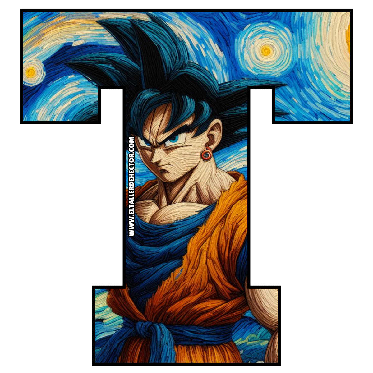 Letra T de Dragon Ball Goku Van Gogh - El Taller de Hector