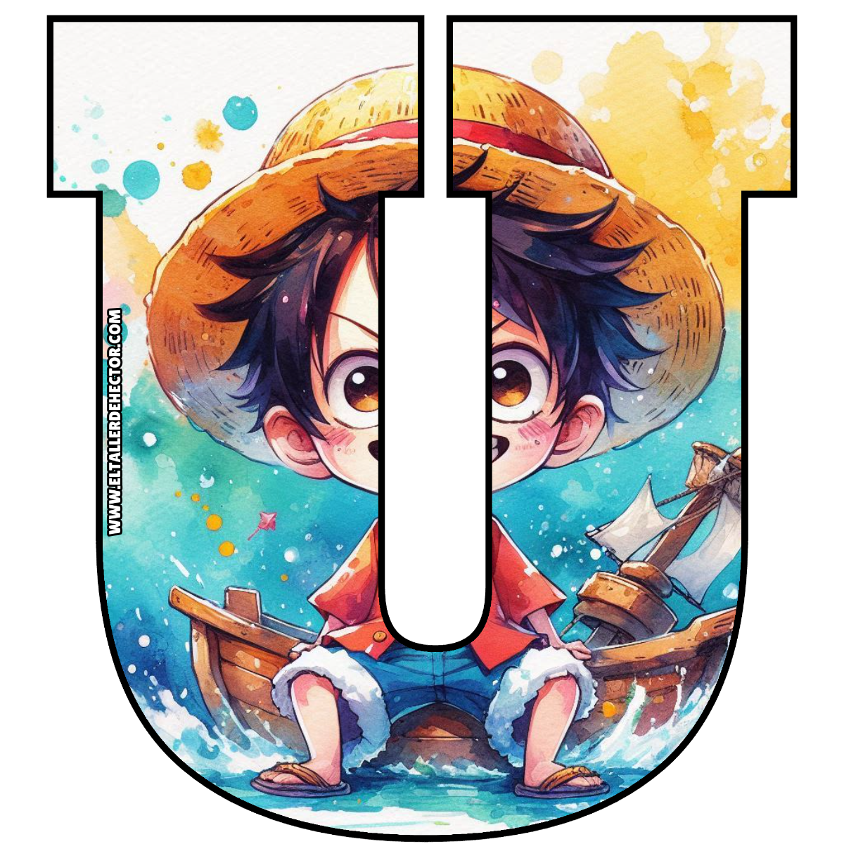 Letra U de Luffy One Piece - El Taller de Hector