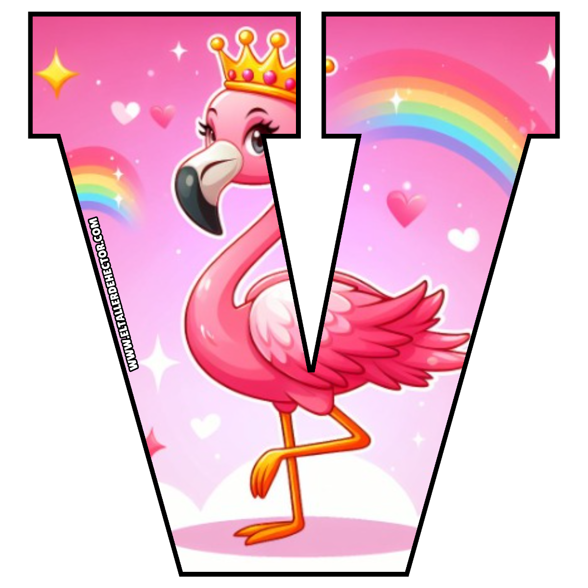 Letra V de Corona Flamingo - El Taller de Hector