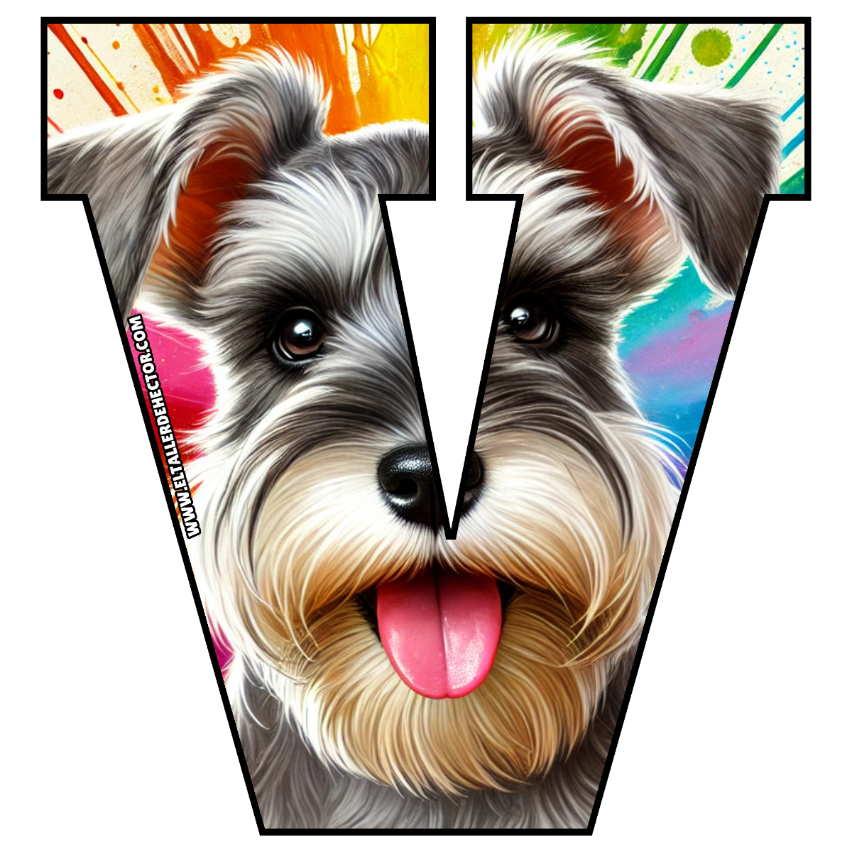 Letra V de Perro Schnauzer puppy - El Taller de Hector