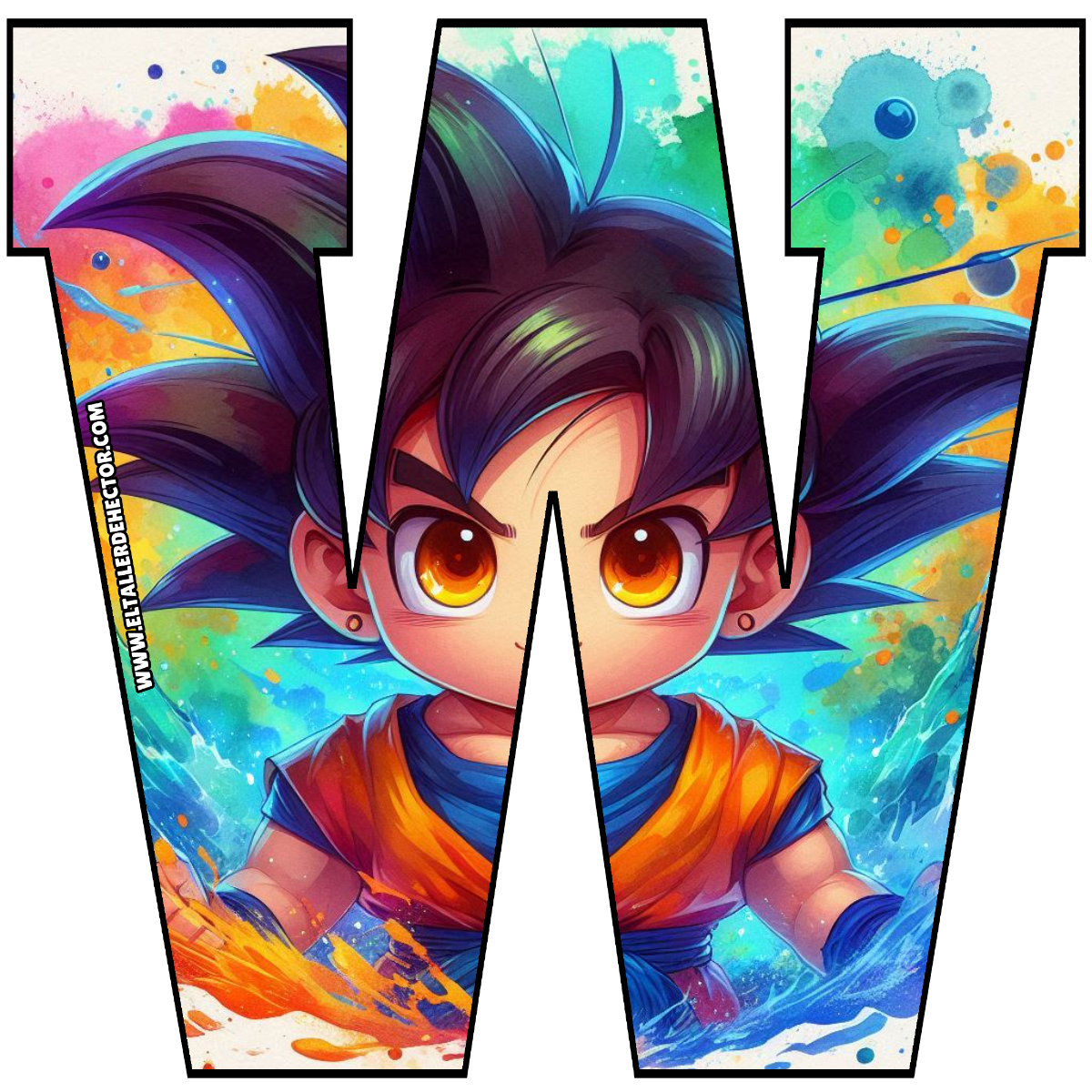 Letra W de Dragon Ball Goku - El Taller de Hector