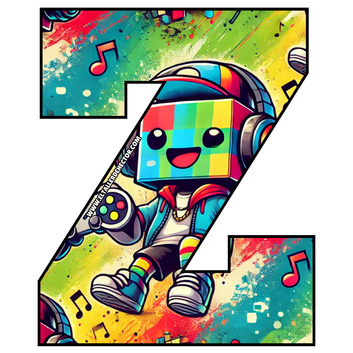 Letra Z de Gamer Colorido Bloques - El Taller de Hector