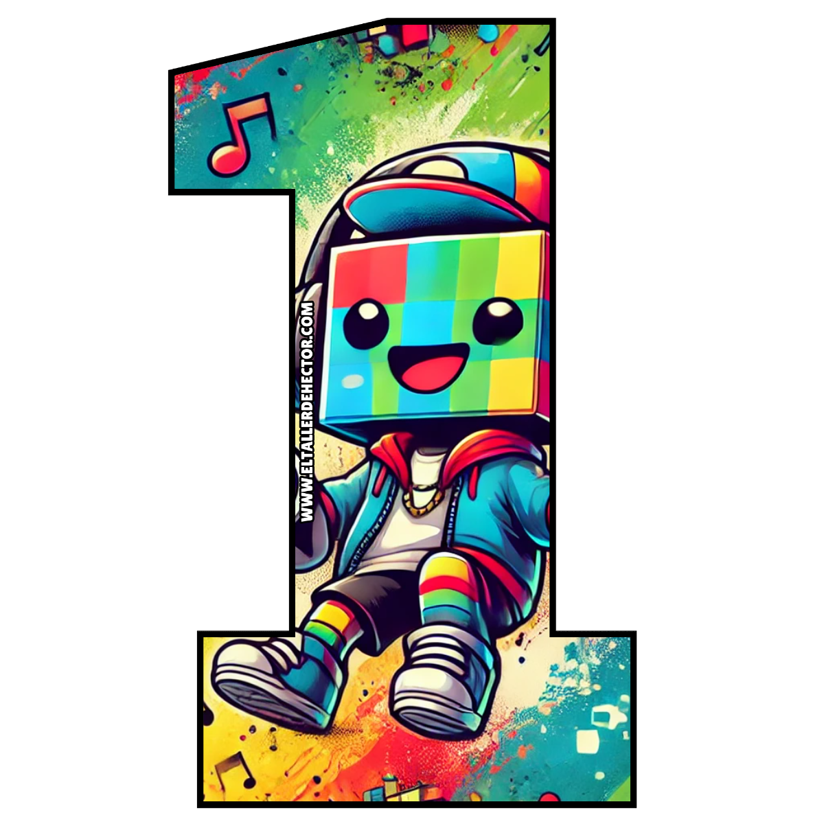 Numero 1 de Gamer Colorido Bloques - El Taller de Hector