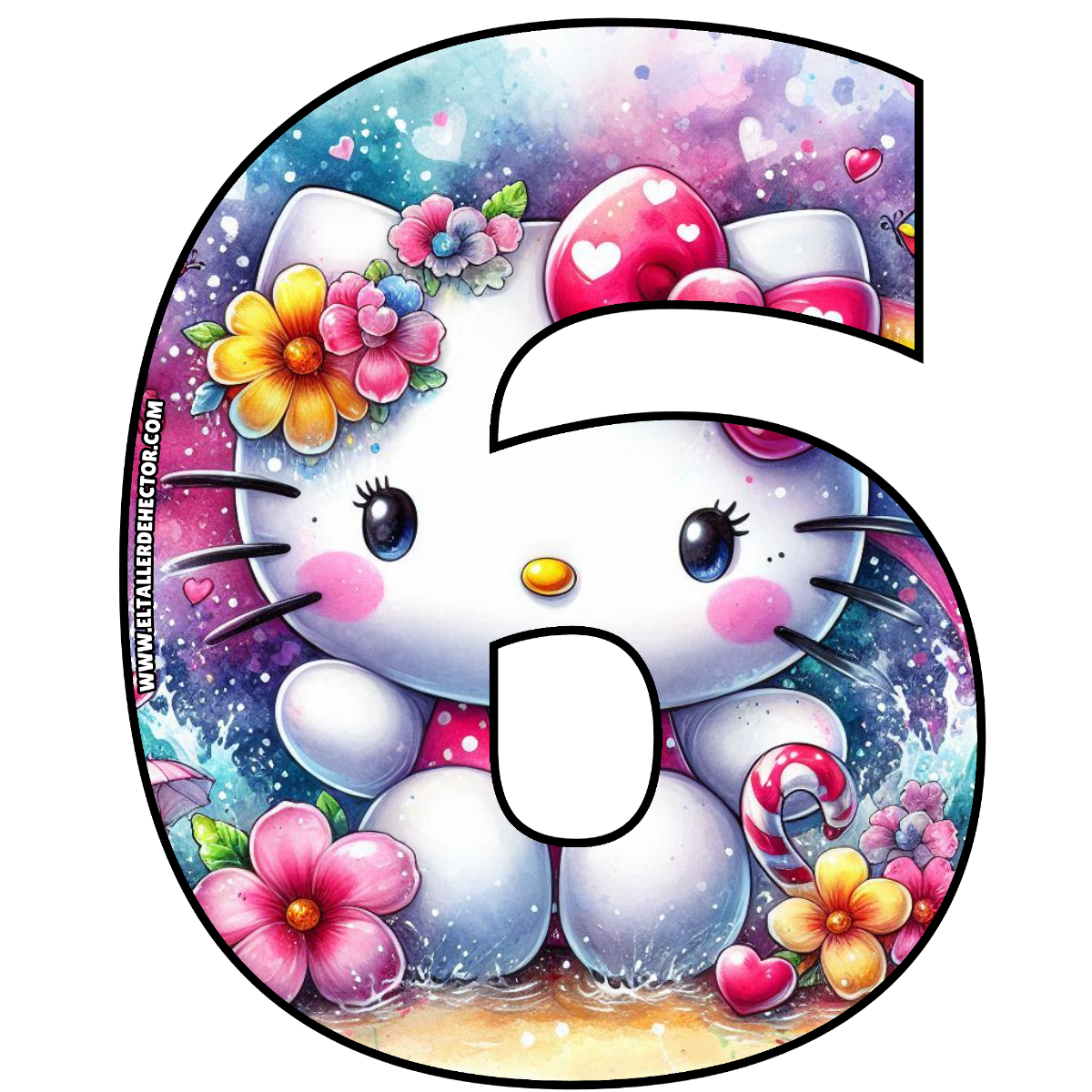 Numero 6 de Arco Iris Hello Kitty - El Taller de Hector