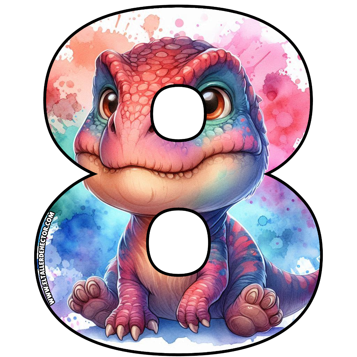 Numero 8 de Dinosaurio T Rex - El Taller de Hector