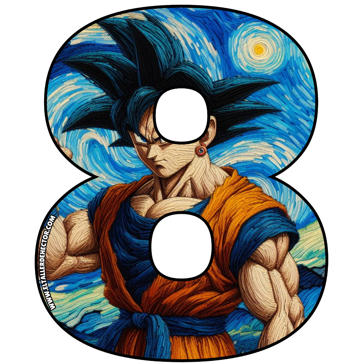 Numero 8 de Dragon Ball Goku Van Gogh - El Taller de Hector
