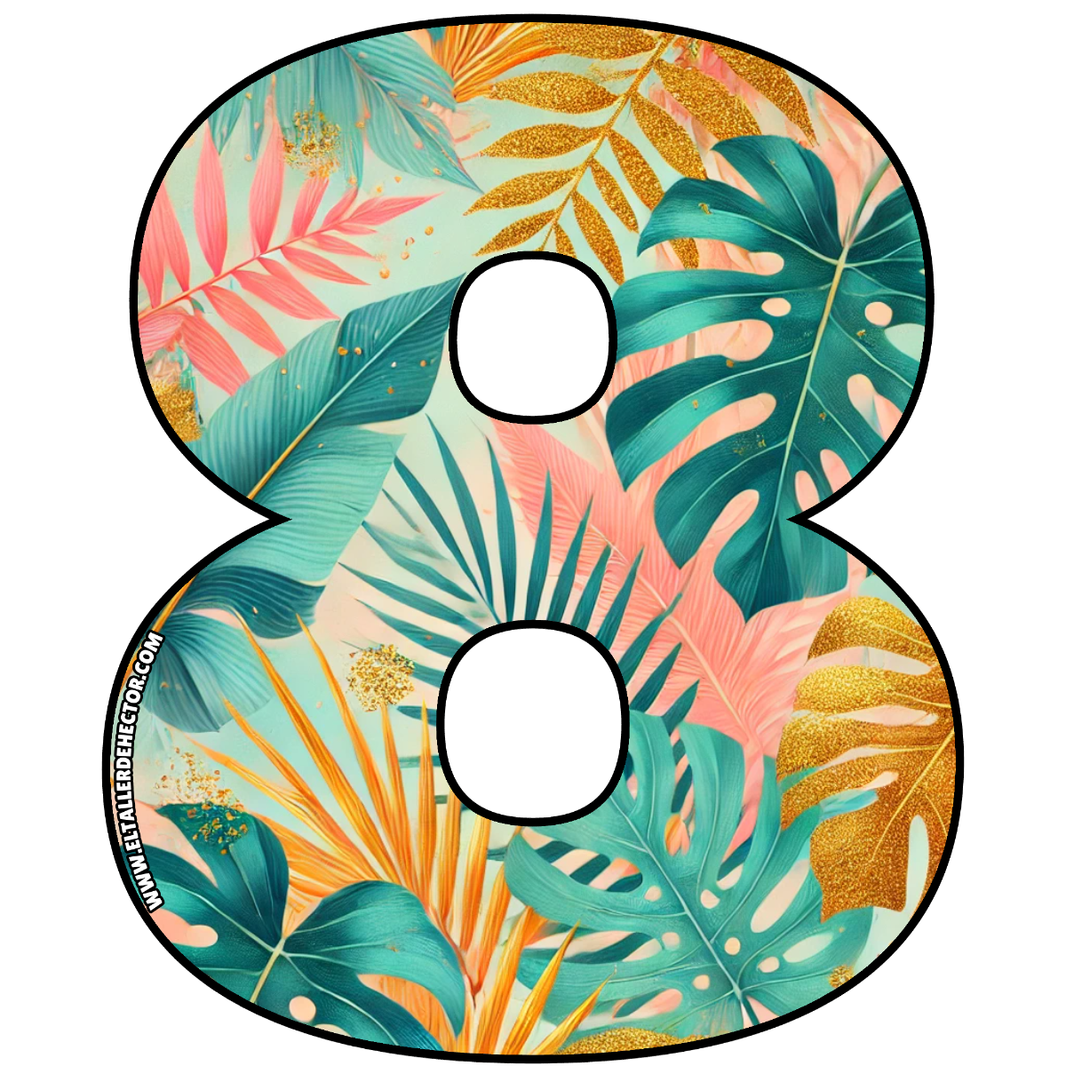 Numero 8 de Patrón Tropical Dorado - El Taller de Hector