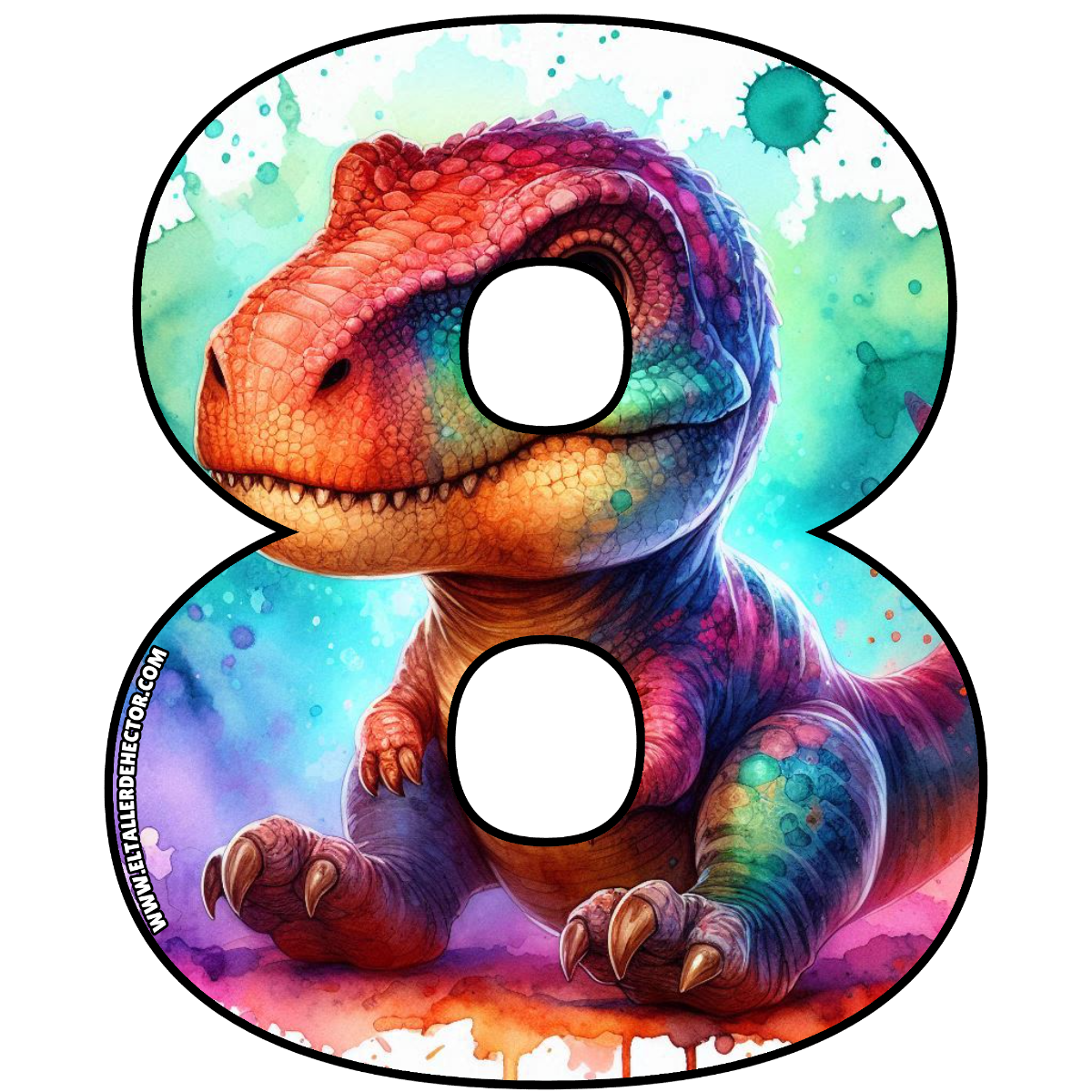 Numero 8 de T Rex Dinosaurio - El Taller de Hector